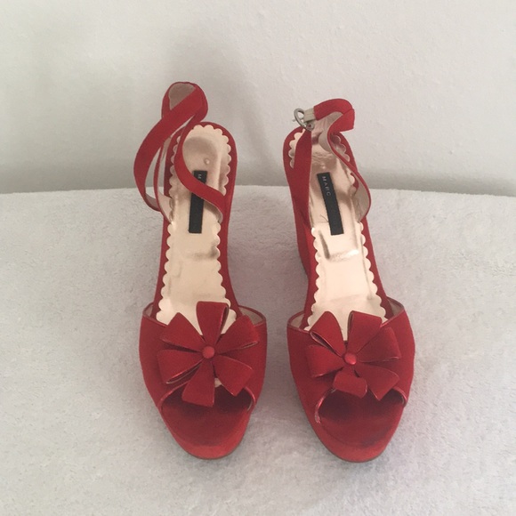 Marc Jacobs | Shoes | Marc Jacobs Wedges Red With Flowers | Poshmark
